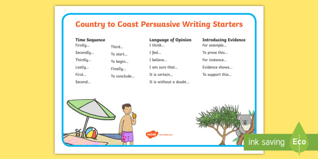 Under Eights Week: Country to Coast Persuasive Writing Word Mat