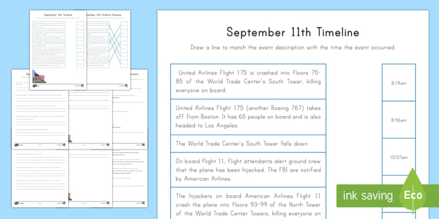 September 11th Differentiated Timeline Worksheet / Activity