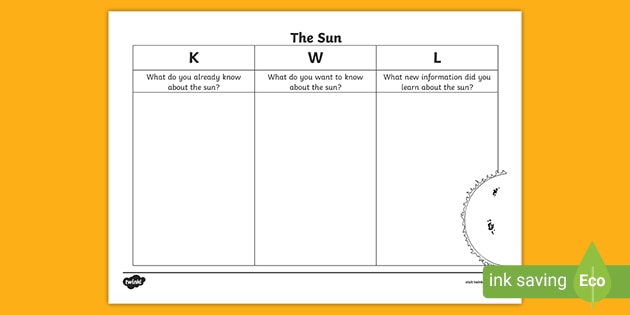 The Sun KWL Worksheet (teacher made)