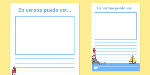 In the Summer I See Spanish Writing Worksheet (teacher made)