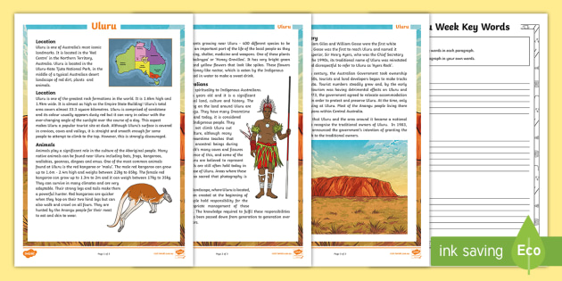 Uluru Key Words Worksheet / Worksheet - Ayers Rock, Australian landmark