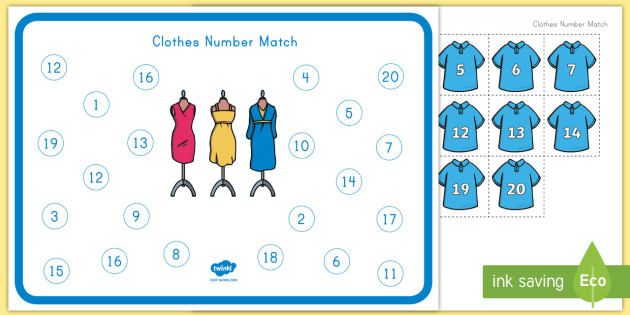 Clothes Number Match Activity Mat - Number Recognition, Center Activity