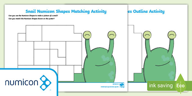 Snail Numicon Shape Outline and Matching Activity Pack