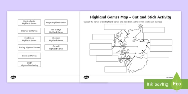 Highland Games Map – Cut and Stick Activity (teacher made)