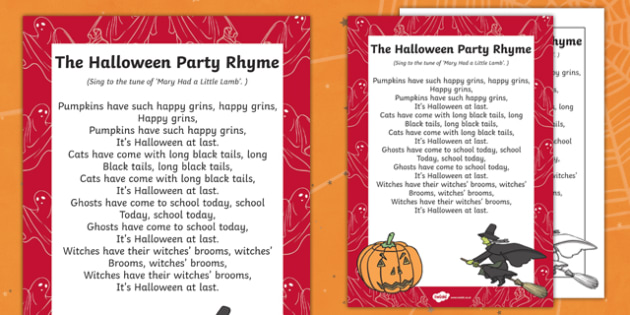 Halloween rhymes | lyrics sheet | very easy to print.