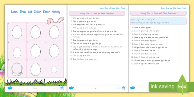 Listen, Draw and Colour Easter Activity (teacher made)