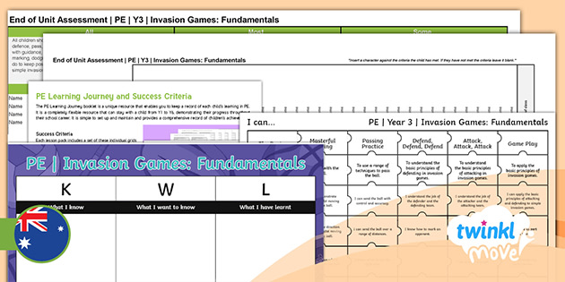 Move PE Year 3 Invasion Games Assessment Pack (teacher made)