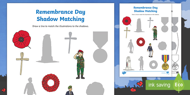 Remembrance Day Shadow Matching Worksheet / Worksheet