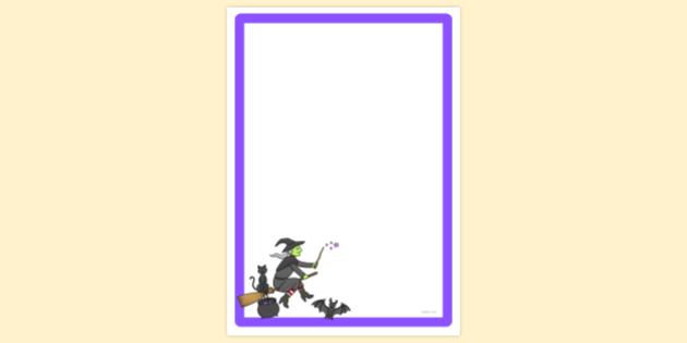 Witch Flying on a Broomstick Page Border | Primary | Twinkl