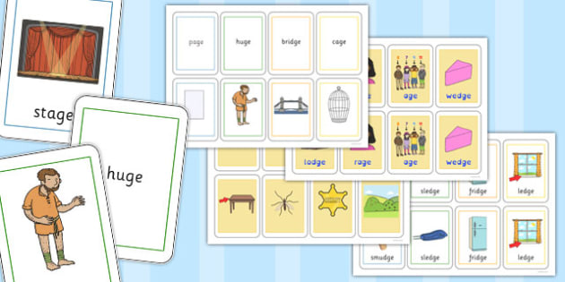 Final 'J' Sound Playing Cards