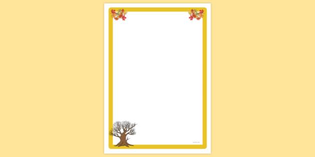 FREE! - Bare Oak Tree Autumn Page Border | Page Border | Twinkl
