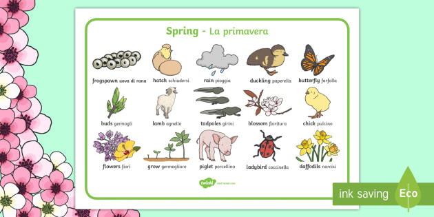 Spring Word Mat English/Italian - Spring Word Mat