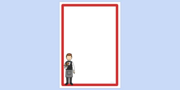 FREE! - Simple Blank Waiter Carrying Drinks Page Border | Twinkl
