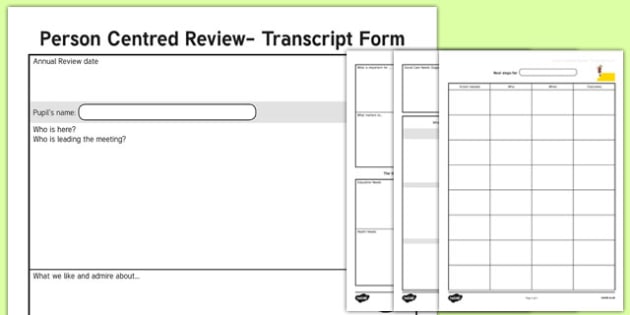 Person Centred Review Transcript Form (teacher made)