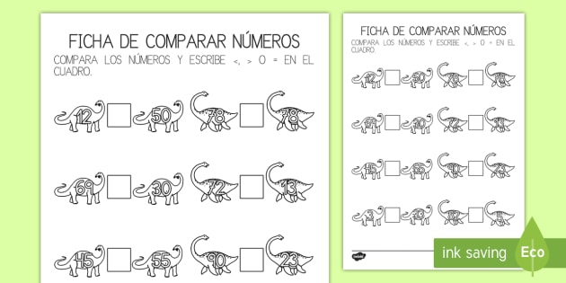 Hojas De Trabajo Para Comparar Números Del 1 Al 20