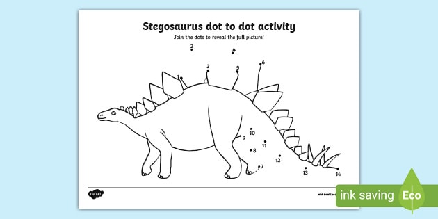 Stegosaurus Dot to Dot Activity - Worksheets - Twinkl