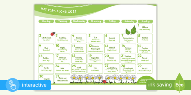 May Play-Along Calendar (teacher made)
