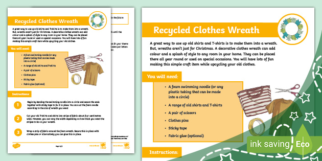 Clothes Upcycling: Wreath Craft Activity (teacher made)