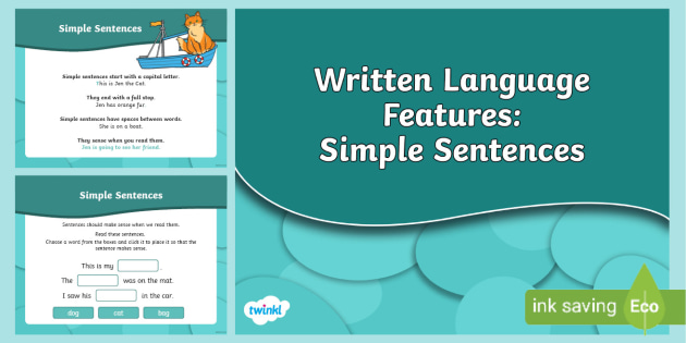 Written Language Features: Simple Sentences (teacher made)