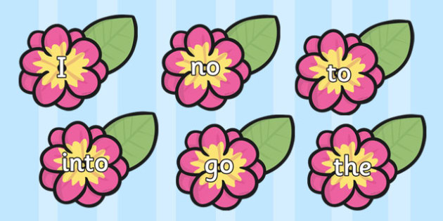 Phase 2 Tricky Words on Flowers