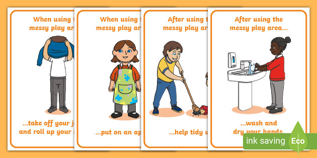 Messy Play Area Rules Display Posters