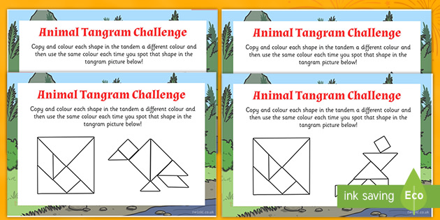 Chinese New Year Colouring Tangram Challenge Cards - challenge