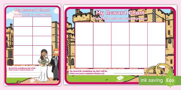 Wedding 10 Frame Sticker Reward Charts - English/Romanian