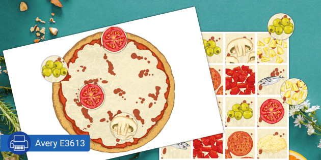Make a Pizza - Sharing and Grouping Skills Sticker Activity