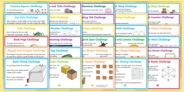 UKS2 Mixed Maths Challenge A4 Display Posters (teacher made)