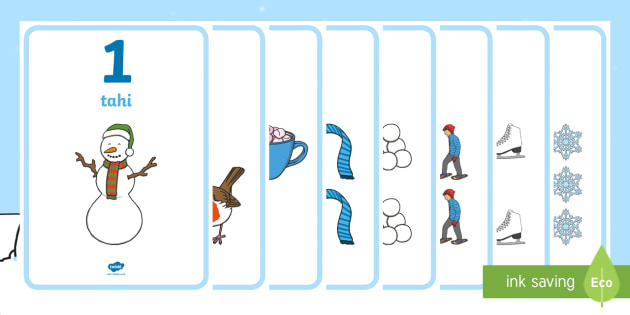 Winter-Themed Te Reo Māori Numbers 1-20 Display Posters