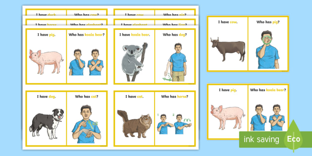 Auslan Animals I Have Who Has Cards (teacher made)