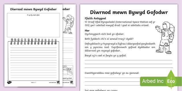 Taflen Weithgaredd Diwrnod ym Mywyd Gofodwr (Teacher-Made)