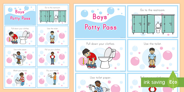 Boys' Potty Pass Lanyard Cards (teacher made)