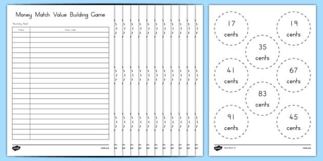 Money Matching Value Building Game