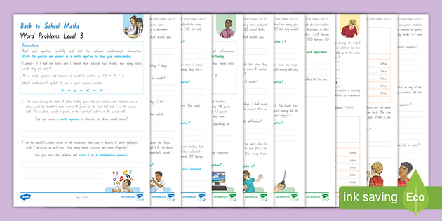 Back to School Maths Word Problems