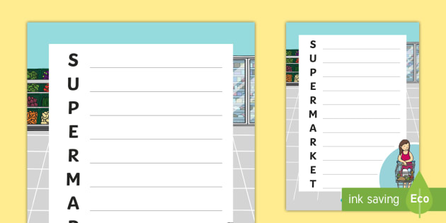The Supermarket Aistear Acrostic Poem (teacher made)