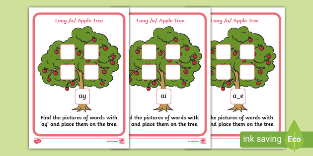 Long /A/ Apple Tree Worksheet Game (teacher made)