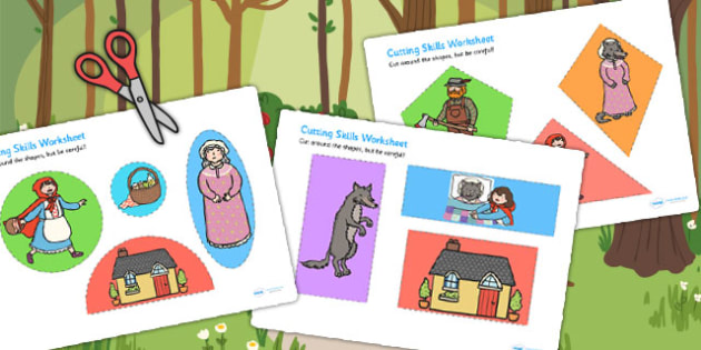 Little Red Riding Hood Themed Cutting Skills Worksheet / Worksheets ...