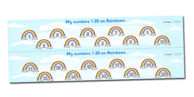 1-20 on Rainbows Number Strips (teacher made)