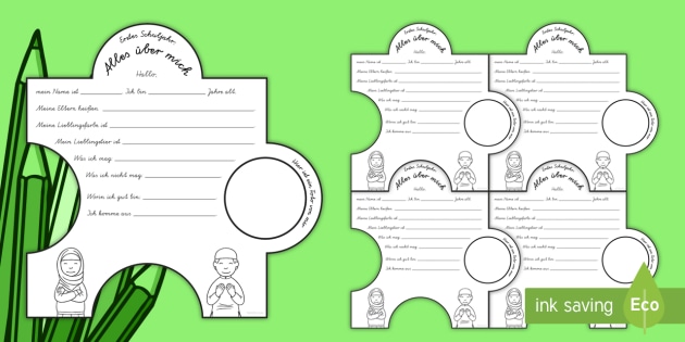 Erstes Schuljahr: Alles über mich Arbeitsblatt