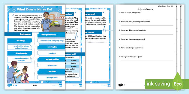 What Does a Nurse Do? Differentiated Reading Comprehension Activity