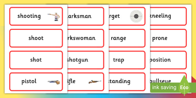 The Olympics Shooting Word Cards