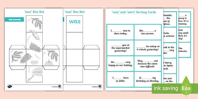 FREE! - Was or Were? Cards and Boxes Sorting Activity