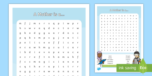 What a Mother is Word Search (teacher made)