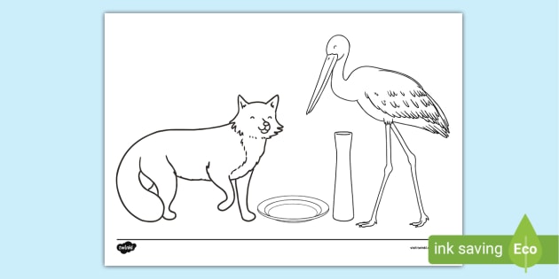 The Fox and the Stork Colouring Sheet