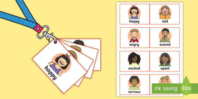 Lanyard-Sized Feelings Check In Cards (teacher made)