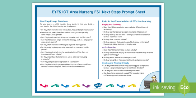 EYFS ICT Area Nursery FS1 Next Steps Prompt Poster
