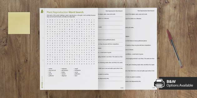 KS3 Reproduction: Plant Reproduction Word Search