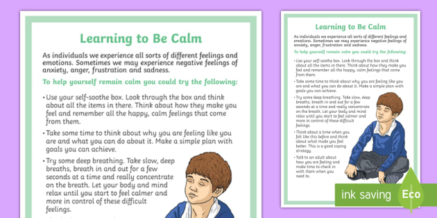 Learning to Be Calm Display Poster (teacher made)