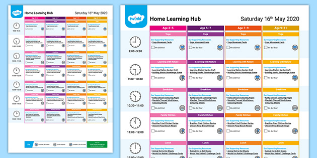Home Learning Hub Daily Plan Saturday 16th May